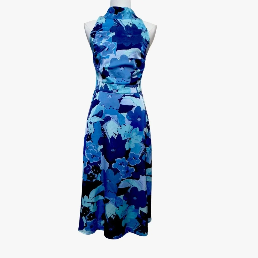 Tahari ASL | Dresses | Tahari Asl Tieback Sleeveless Midi Halter Dress ...